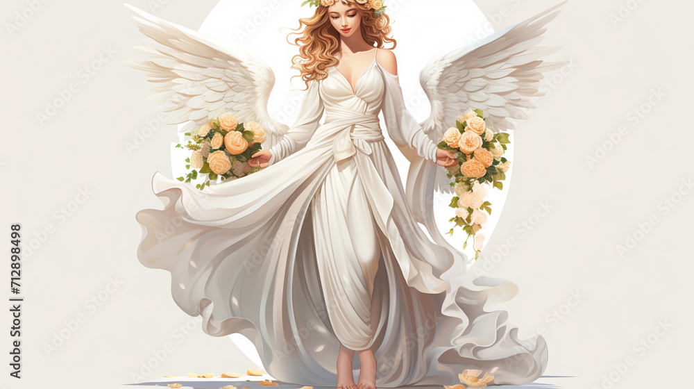 illustration of a very beautiful heavenly angel, very white skinned ...