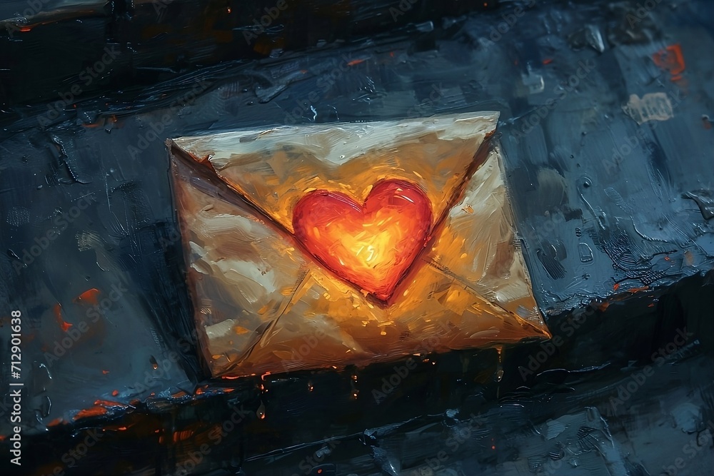 illustrations of stylized love letters or notes exchanged digitally ...