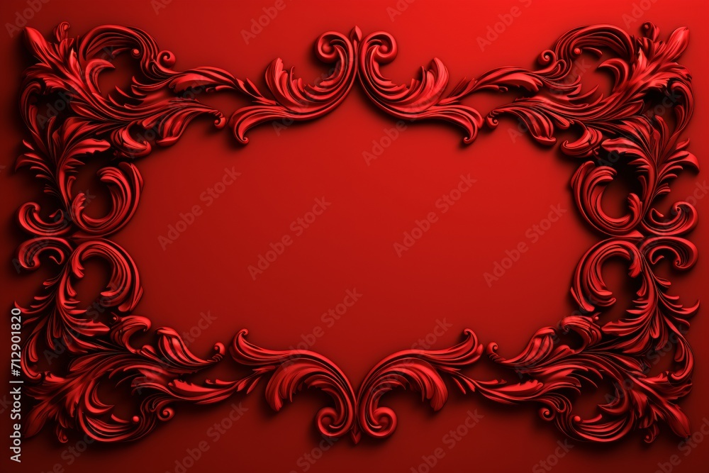 Red color card design with frames borders for greeting card, invitation ...