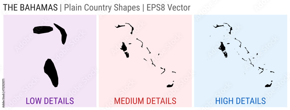 Vecteur Stock Bahamas - plain country shape. Low, medium and high ...