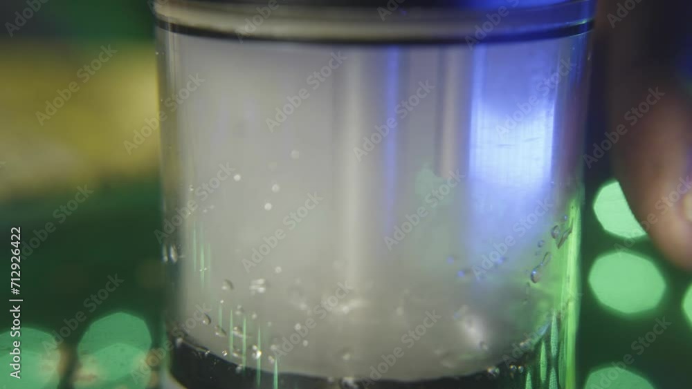 static shot of the chamber of an electronic marijuana water bong. the ...