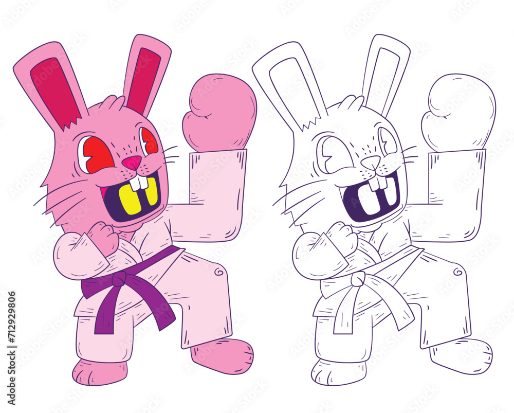 rabbit doodle illustration for coloring page drawing book Stock Vector ...