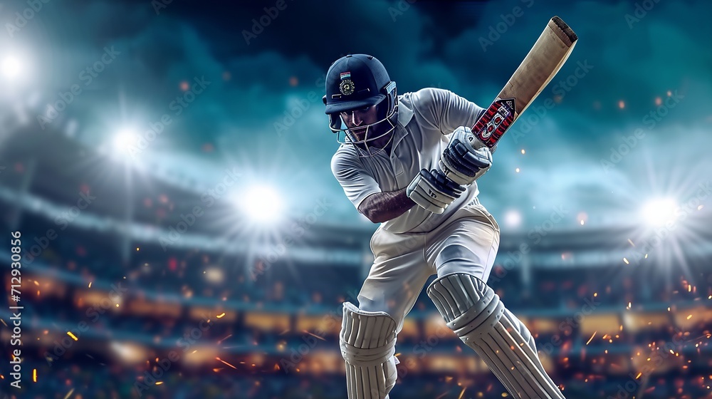 Cricket Ball In Stadium, Closeup Shot, Cricket man Playing shot with ...