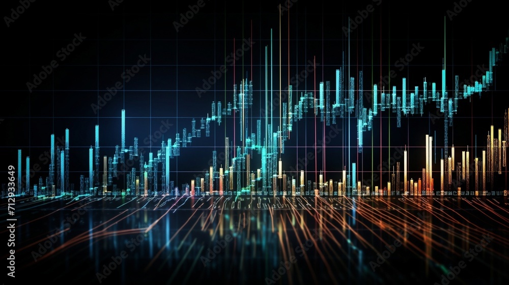 stock market growth, business investing and data concept with digital ...