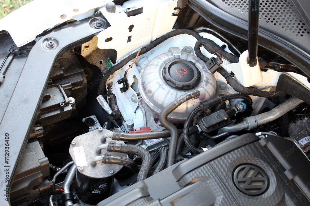 Vinnytsia, Ukraine; Sep 28, 2023. Close up Volkswagen Tiguan R-Line TDI ...