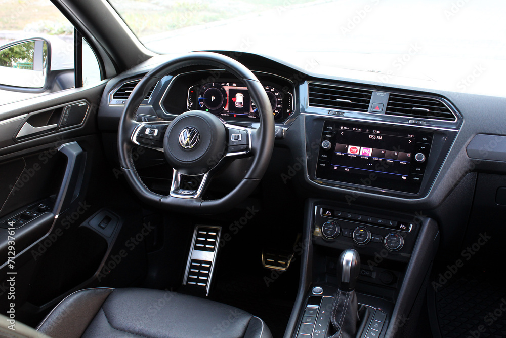 Vinnytsia, Ukraine; Sep 28, 2023. Volkswagen Tiguan R-Line driver seat ...
