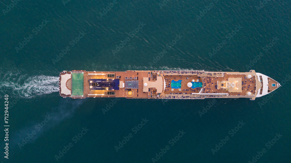 Aerial top view Cruise Ship, Cruise Liners beautiful white cruise ship ...