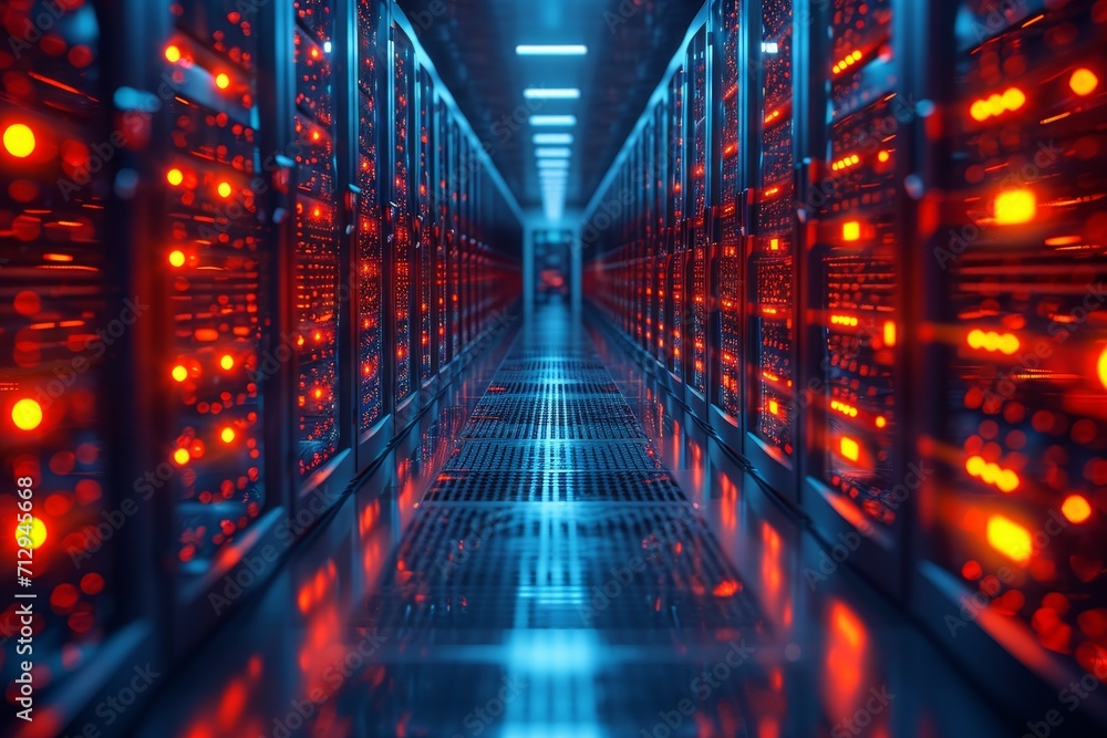 Center server racks with computer network professional photography ...