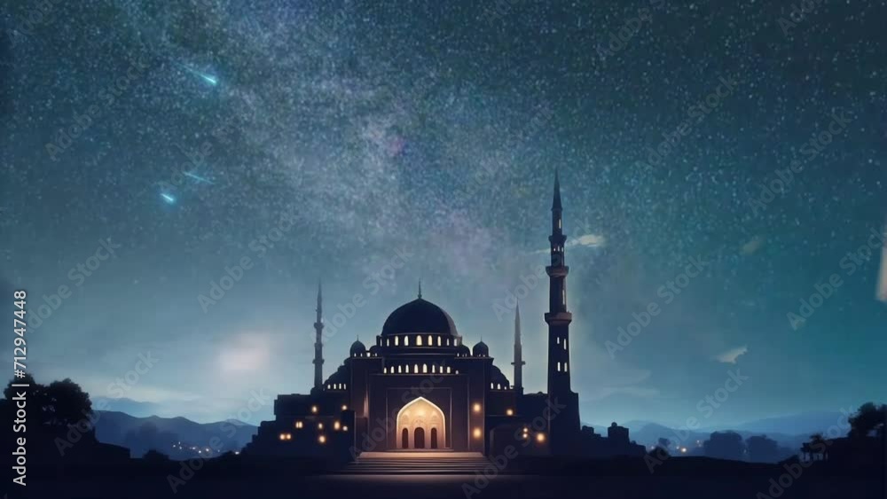 Ramadan background animation concept, silhouette of hagia sophia mosque ...
