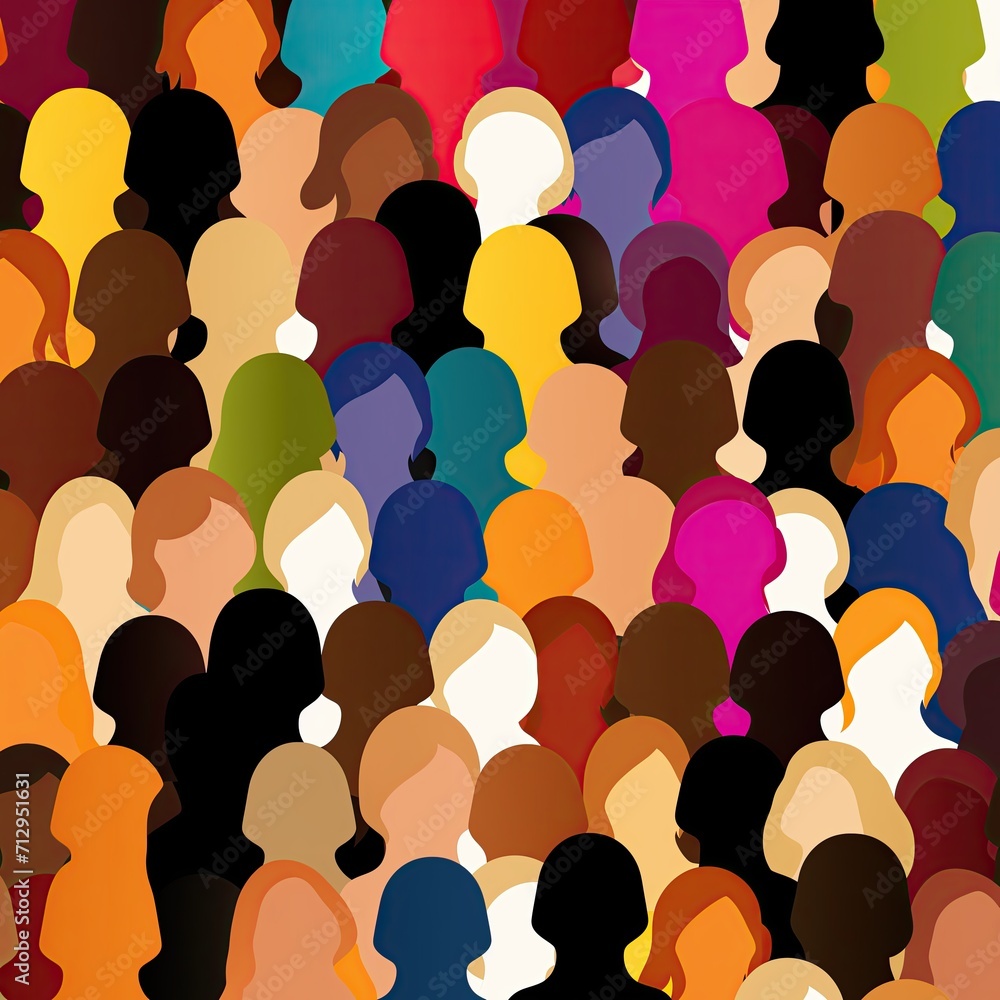 Cartoon colorful illustration of faceless people. Crowd. Multiple ...