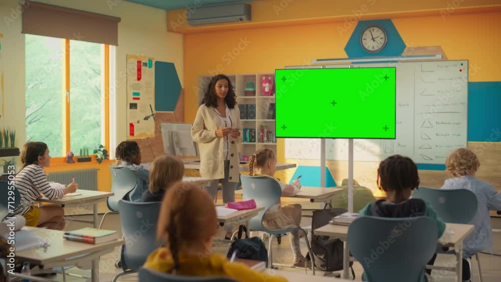 Primary School Children Having an Information Hour in Class: Female ...