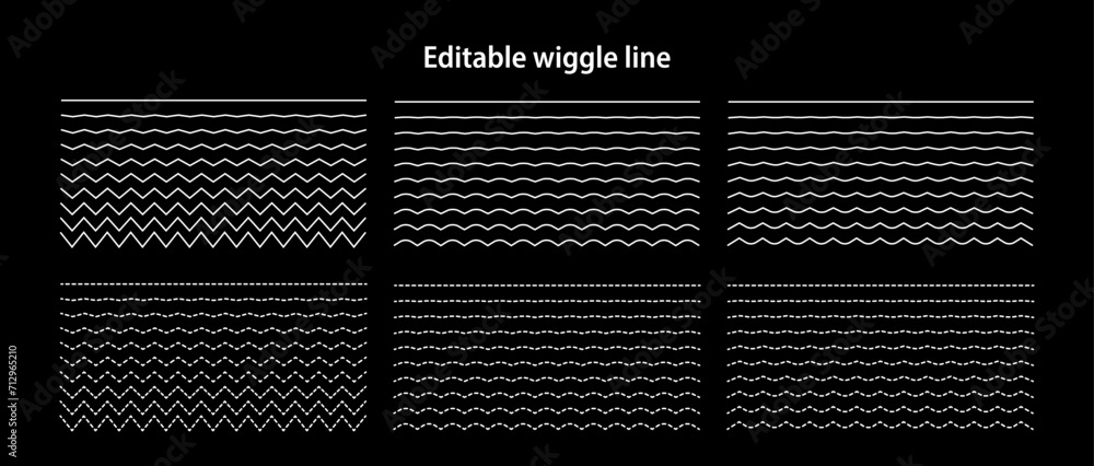 Editable wiggle lines. Set of wavy curves and zigzag intersecting ...