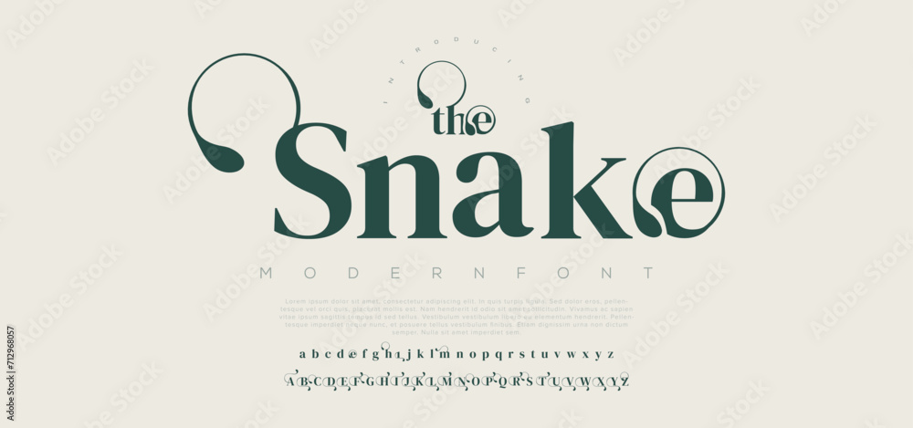 Snake Elegant Font Uppercase Lowercase and Number. Classic Lettering ...