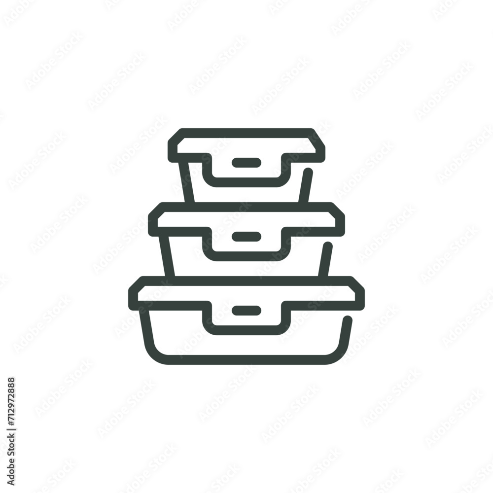 Thin Outline Icon Glass or Plastic Food Containers Stack. Such Line ...