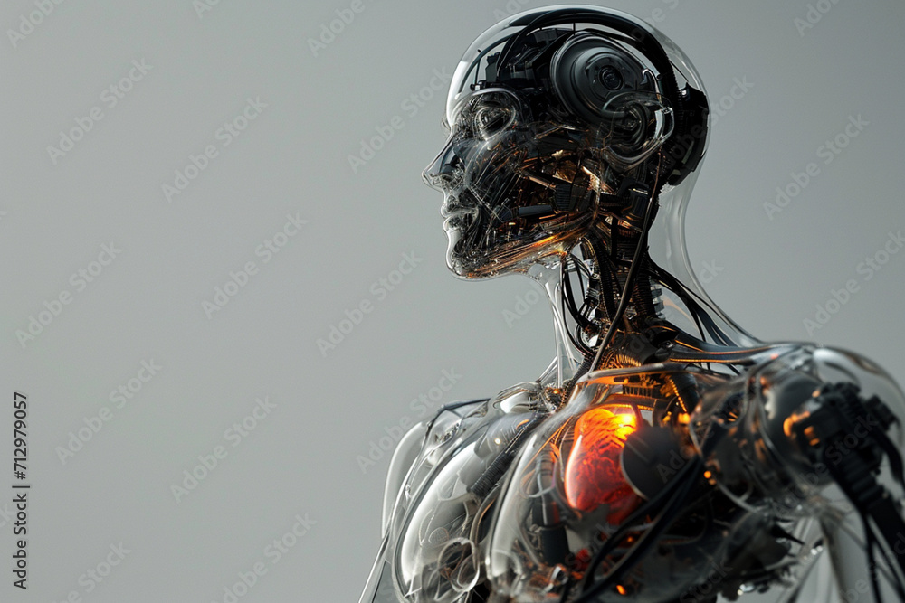A concept of a biobot resembling a human, with a transparent chest ...