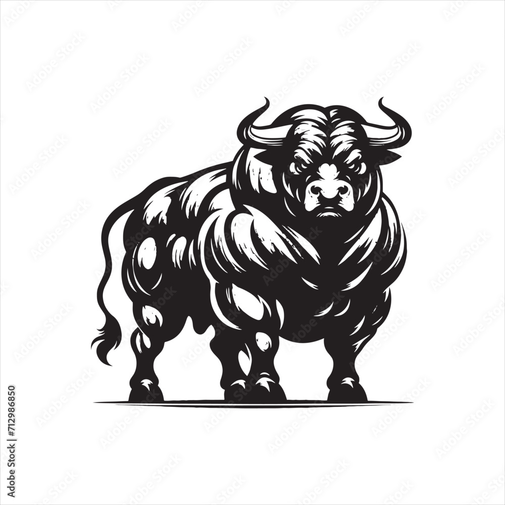 Powerful Presence: Bull Silhouette Displaying the Majestic and ...