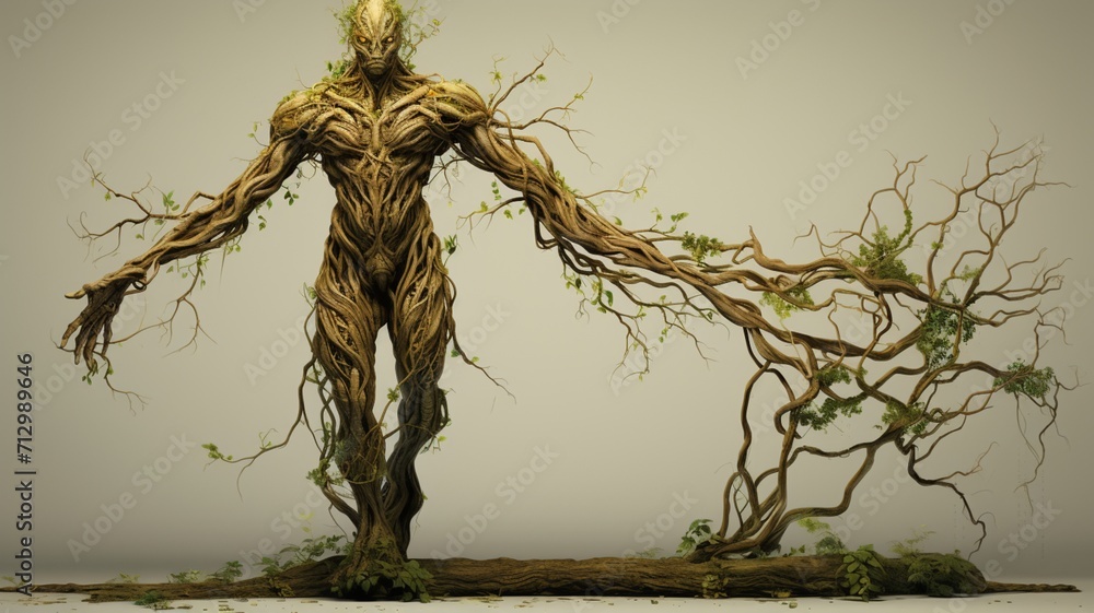 Full body diagram tree roots humanoid AI Generated art Stock ...