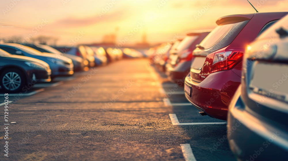 Car parked at outdoor parking lot. Used car for sale and rental service ...