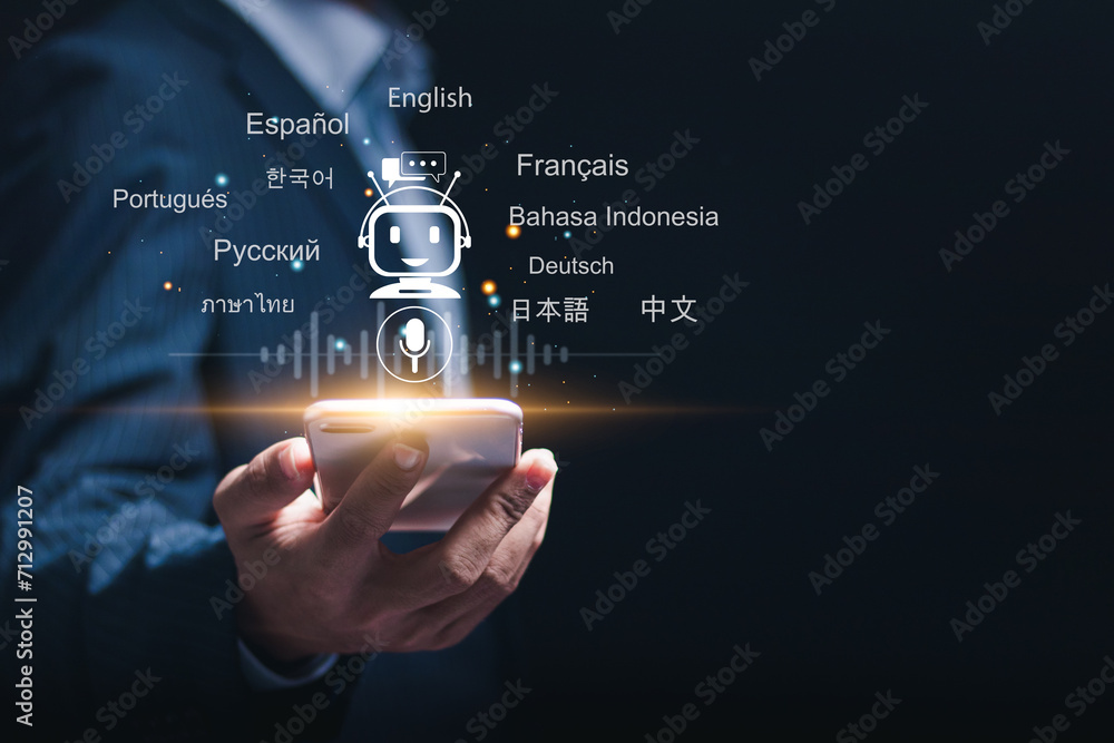 Automatic Translation System Concept Businessman Use Mobile Smartphone