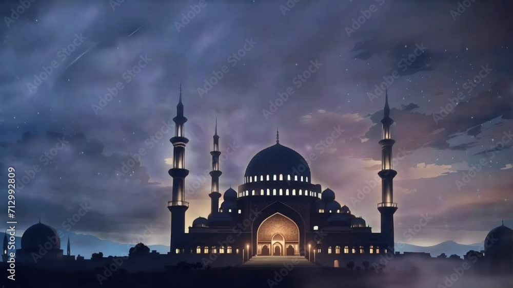 Ramadan background animation concept, silhouette of hagia sophia mosque ...
