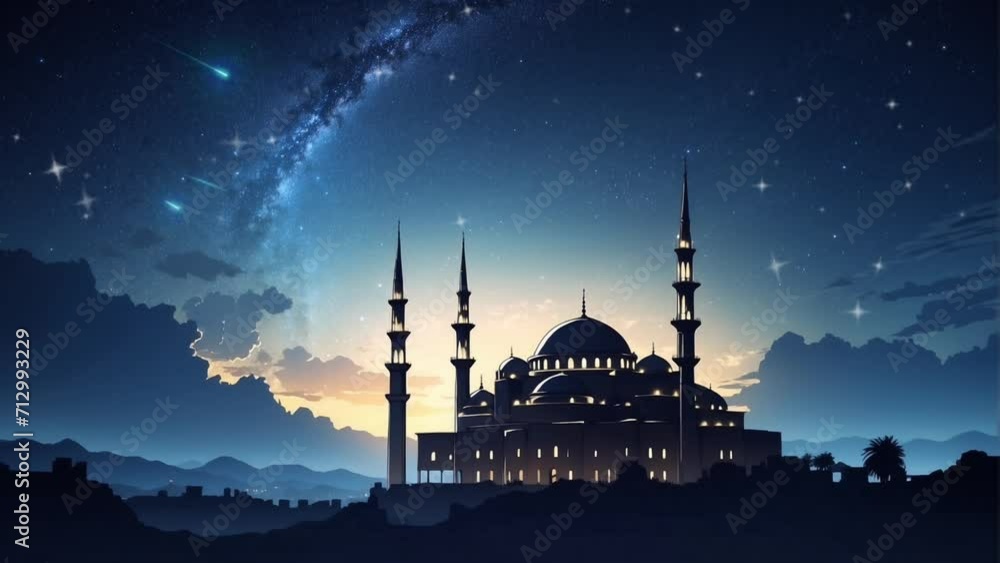 Ramadan background animation concept, silhouette of hagia sophia mosque ...