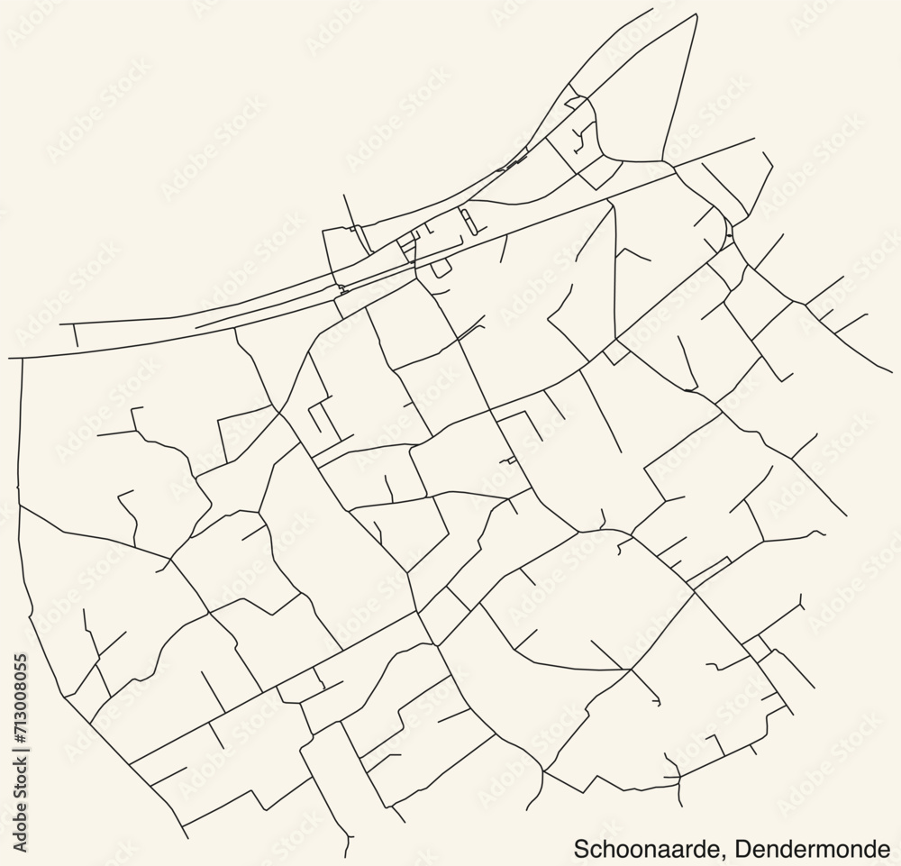 Detailed hand-drawn navigational urban street roads map of the ...