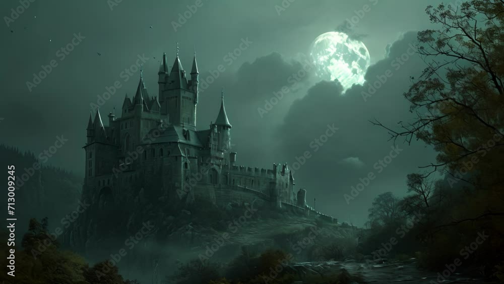 As the moon reaches its peak, the castle seems to pulsate with an ...