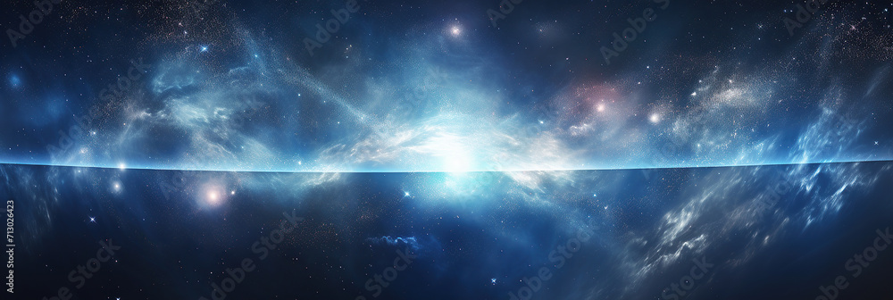 A cosmic horizon where a radiant band of starlight bisects the dark ...