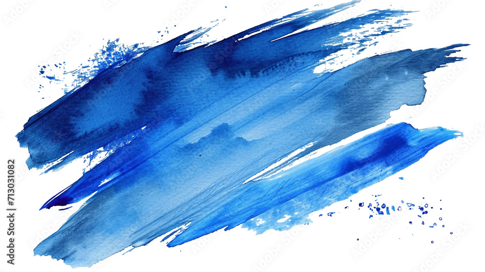 realistic blue paint brush strokes on transparent background. Dark blue ...