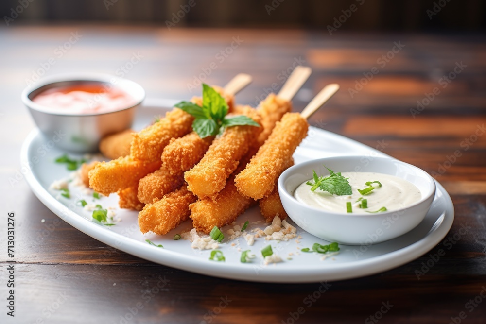 mozzarella sticks with a bite taken, displaying stringy cheese Stock ...