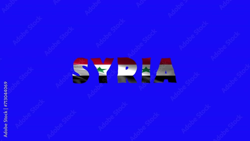 Syria country wiggle text animation lettering with her waving flag ...