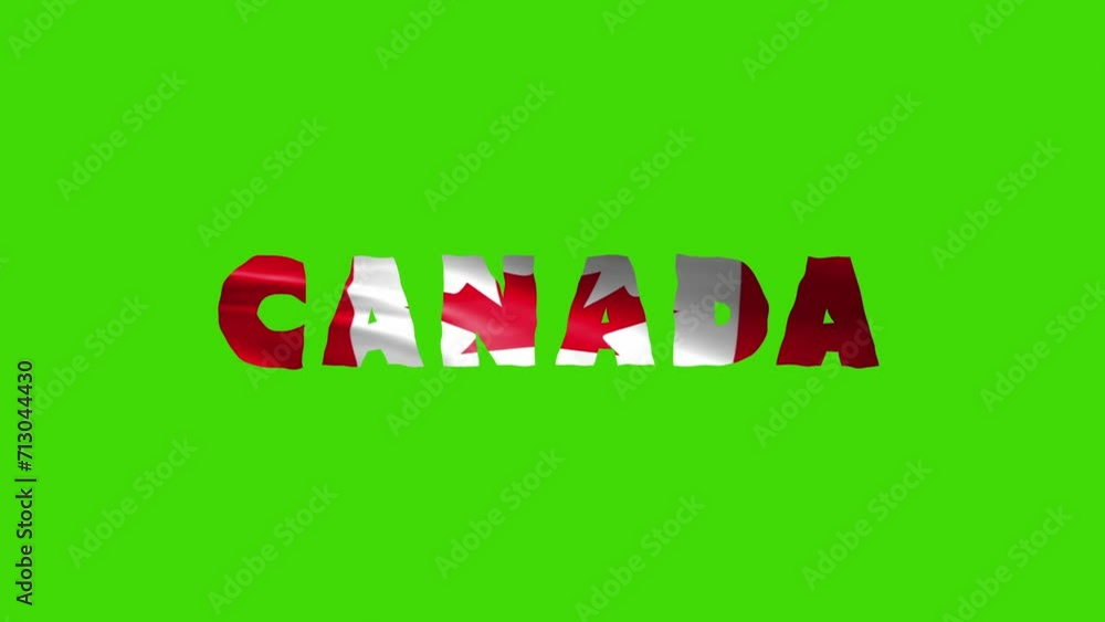 Canada country wiggle text animation lettering with her waving flag ...