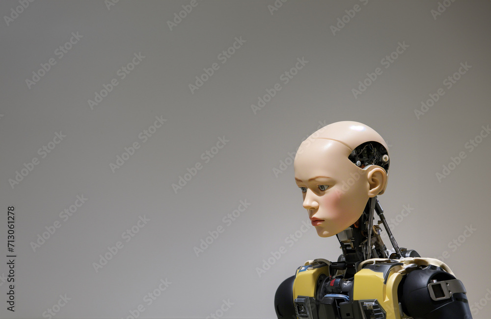 Futuristic Android with Human-Like Features Contemplating Existence ...