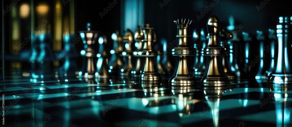 Strategic Showdown Classic chess pieces arranged on a checkered board ...