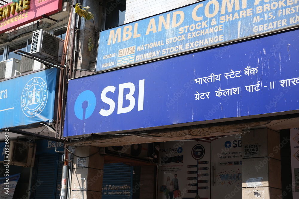 Sign board of the State Bank of India, State Bank of India (SBI) is an ...