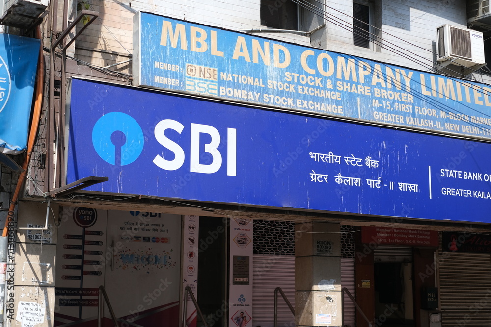 Sign board of the State Bank of India, State Bank of India (SBI) is an ...