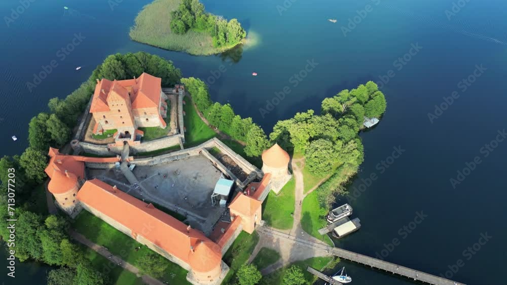 Trakai castle: medieval gothic Island castle, located in Galve lake ...