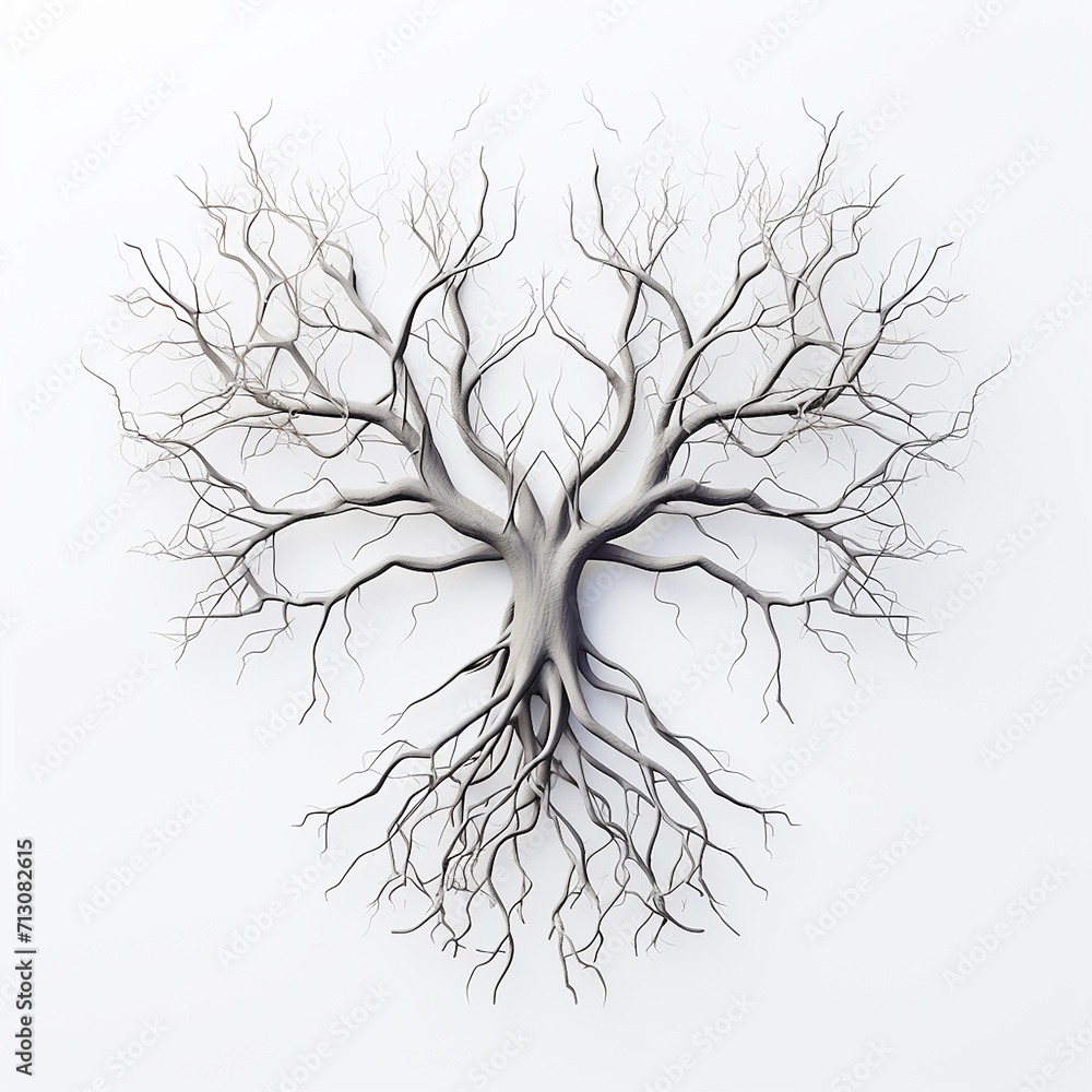 tree with roots, tree isolated on white, tree with roots isolated ...