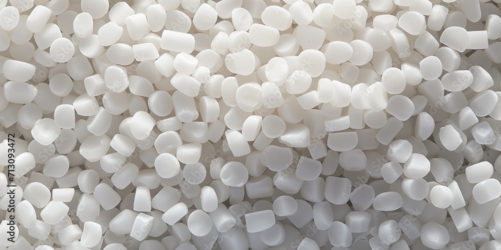 White PVC granulate background, recycled plastic granules ...