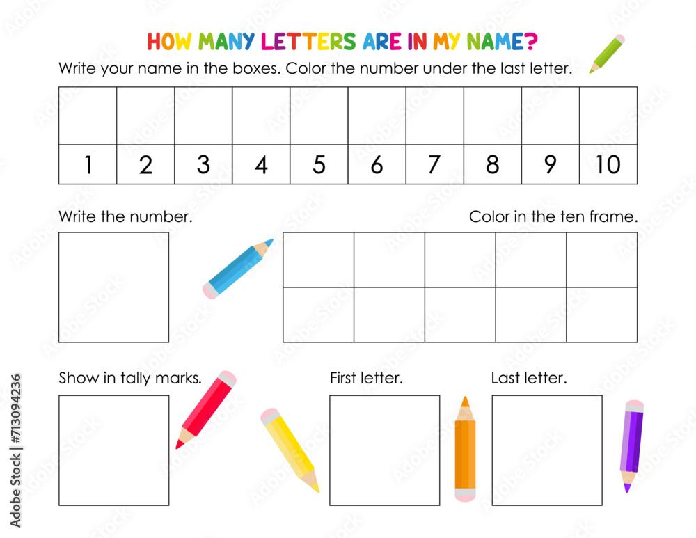My name worksheet. Number of letters in my name. Educational game for ...