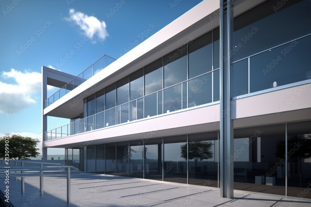 Modern office building business sustainable architecture urban project ...