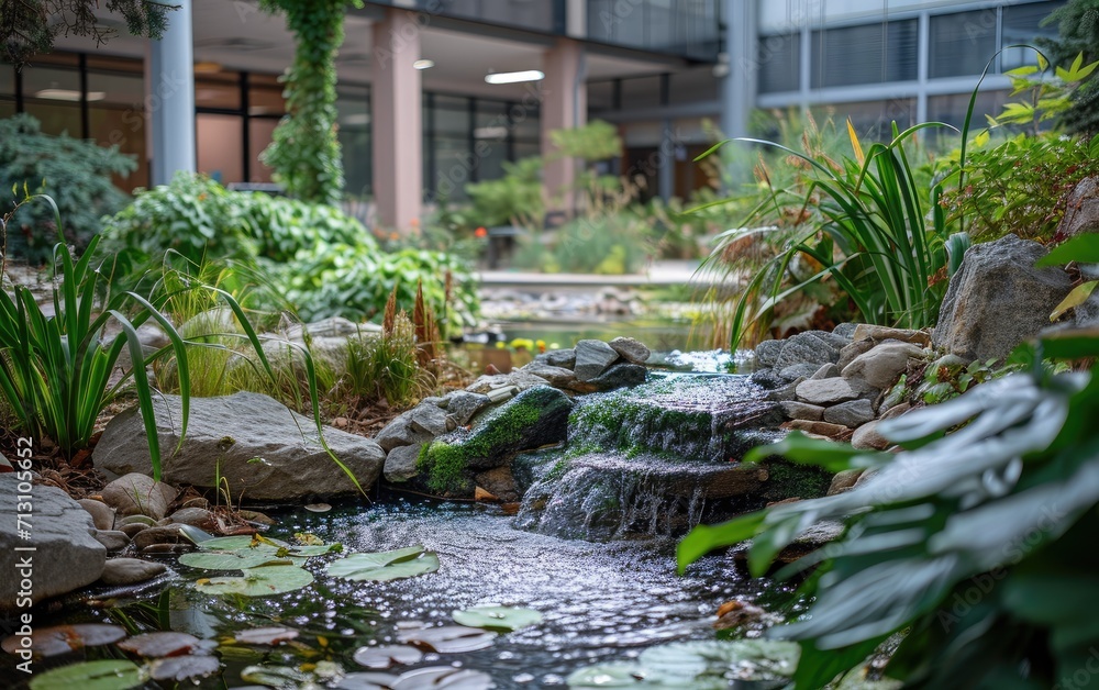 Hospital Healing Garden: A lush and serene garden within a hospital ...