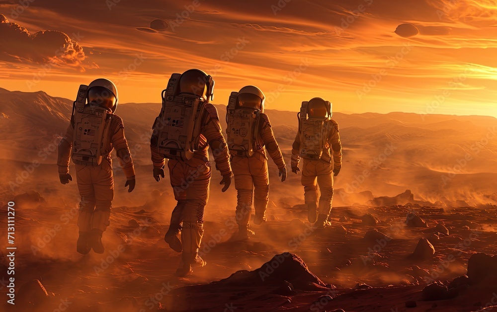Mars Exploration Team, a futuristic portrayal of astronauts in ...