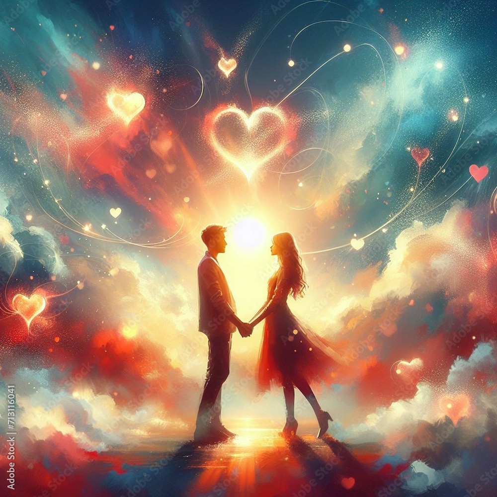 Twin flame couple. Soulmates. The concept of magical, esoteric, tantric ...