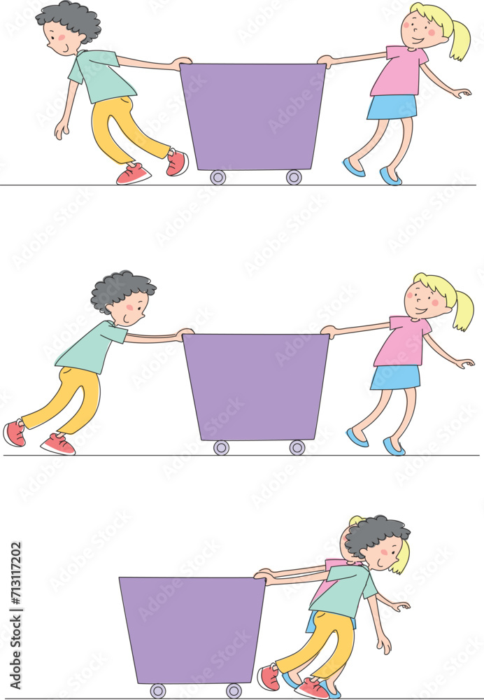 Push and Pull force vector illustration. Force, motion and friction ...