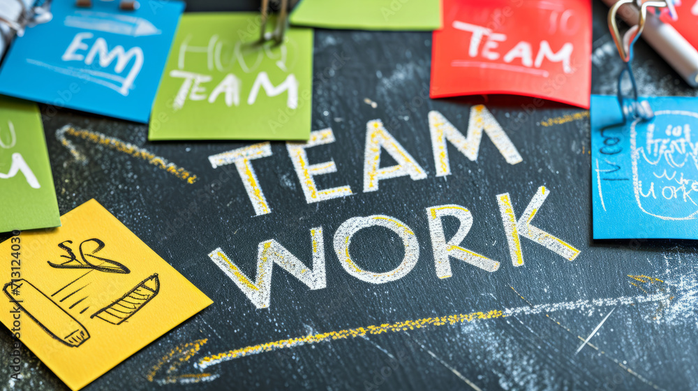 Writing Tam work with a white marker on the blackboard. Office ...