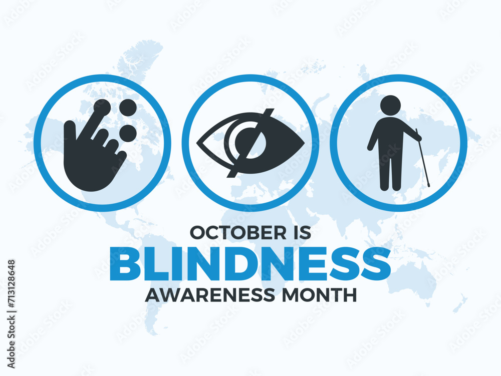 October is Blindness Awareness Month poster vector illustration ...