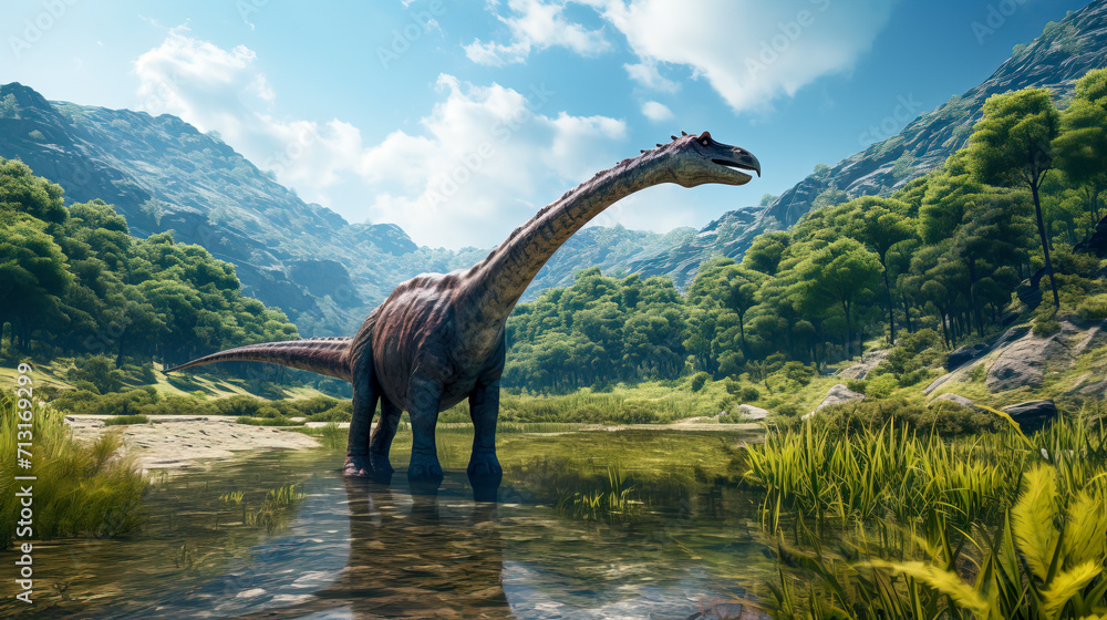Majestic Prehistoric Brachiosaurus in Natural Habitat created with ...