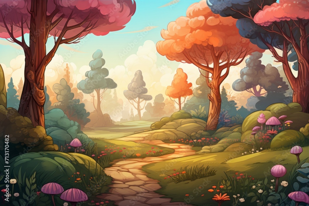 Celebrate the beauty of the outdoors with a cartoon forest background ...