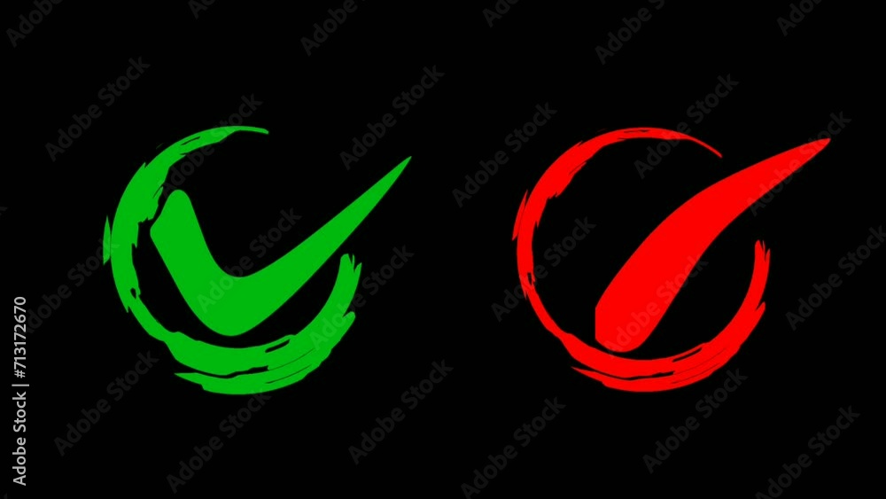 animated illustration of agree and disagree signs. animation of a green ...